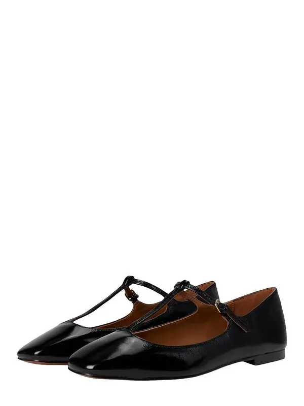 Madewell The Mylie Leather T-strap Flat - Black