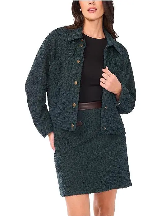 Vince Camuto Cropped Crew Neck Jacket - Green