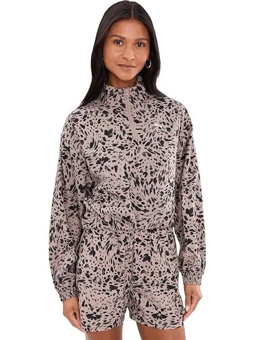 PUMA Essentials Graphics Animal Print Relaxed Woven Half-zip Jacket - Sandstone