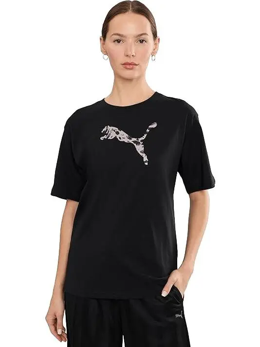 PUMA Essentials Animal Print Relaxed Fit Graphic Tee - Black