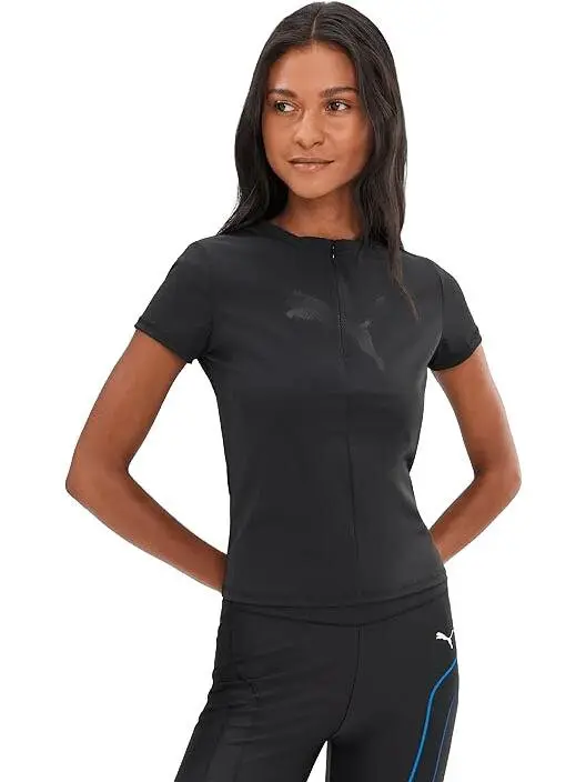 PUMA Dare To Slim Fit Half Zip Graphic Tee - Black