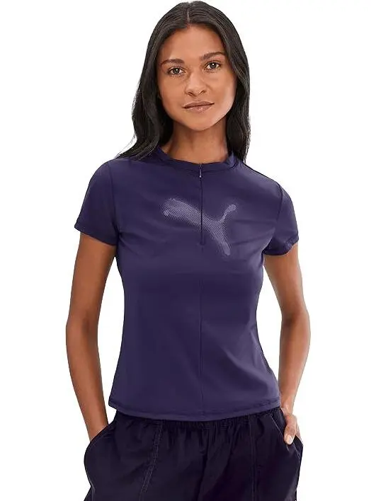 PUMA Dare To Slim Fit Half Zip Graphic Tee - Purple