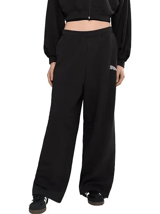 PUMA Essentials Graphics Leo Luxe Bedazzled Slouchy Pants - Black