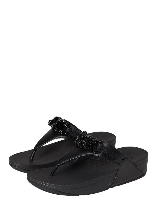 Fitflop Lulu Beaded-chain Leather Wedge Sandals - Black