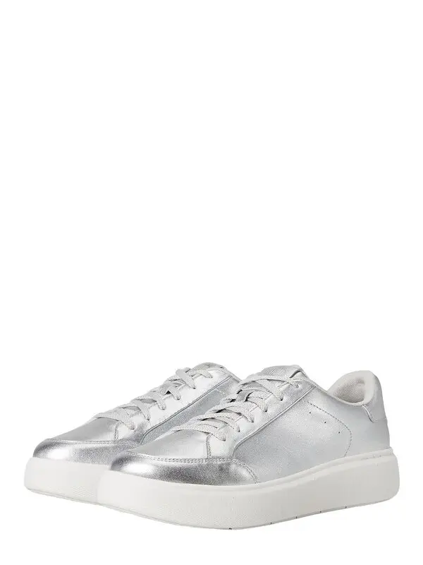 Fitflop Rtg Metallic Leather Lace-up Sneakers - Silver