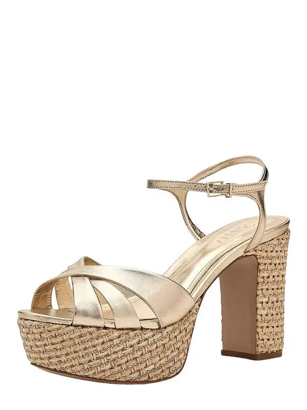 Schutz Keefa Raffia Platform Sandals - Silver