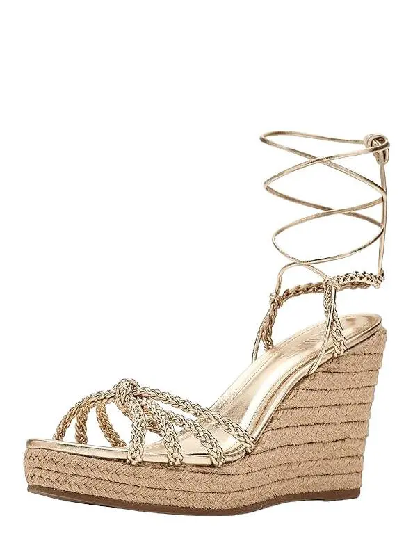 Schutz Adele Metallic Braided Wedge Sandals - Silver