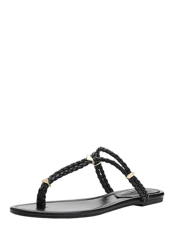 Schutz Cordelia Flat Sandals - Black