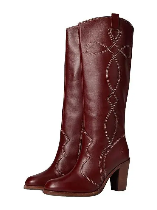 THE FRYE COMPANY Corinne Tall Deco Stitch Knee-high Boots - Red