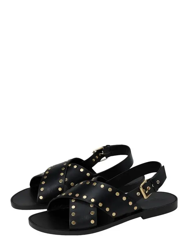 Madewell Tuley Crossover Sandal In Suede With Stud Embellishments - Black