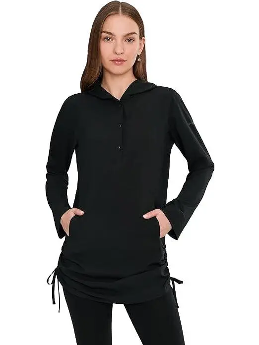 Columbia Pfg Castback Coverup With Hood And Drawstring Hem - Black