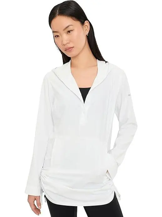 Columbia Pfg Castback Coverup With Hood And Drawstring Hem - White