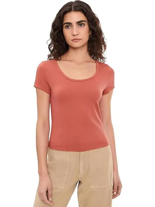 Columbia Pinetown Canyon Rib Short Sleeve Tee - Red