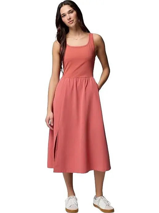 Columbia Pinetown Canyon Rib Dress Sleeveless Midi Dress - Red