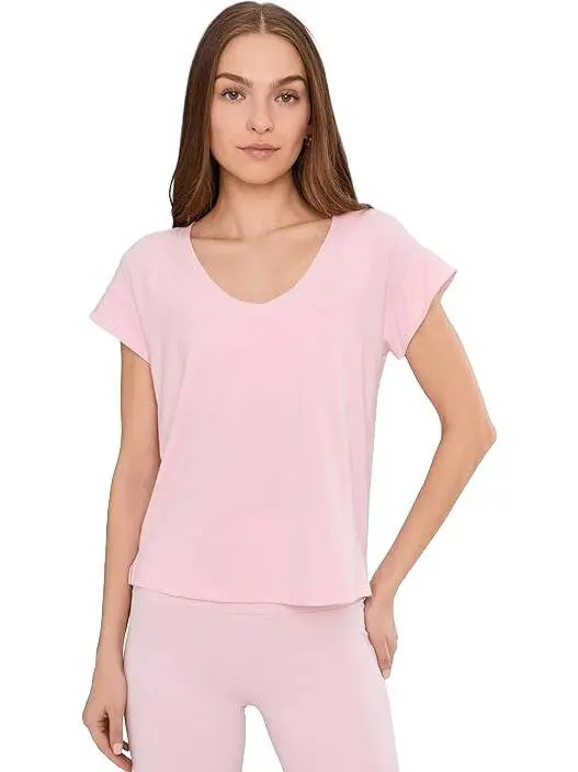 Columbia V-neck Short Sleeve Tee - Pink