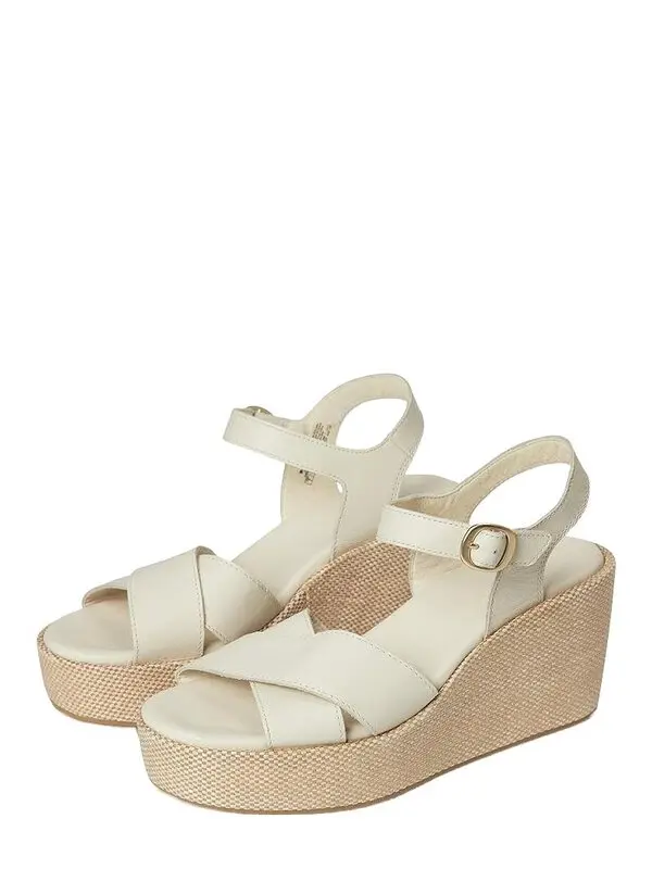 Sorel Sunpeak Wedge Ankle Strap Sandals - Bone