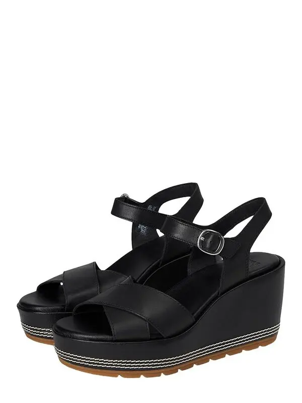 Sorel Sunpeak Wedge Ankle Strap Sandals - Brown