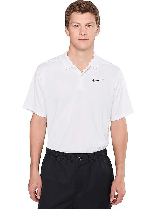 Nike Dri-fit Victory Solid Golf Polo Clothing Obsidian - White