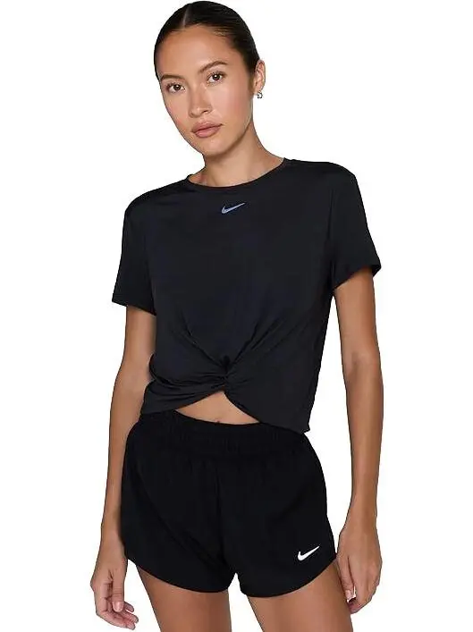 Nike Dri-fit Twist Hem Short Sleeve Top - Black
