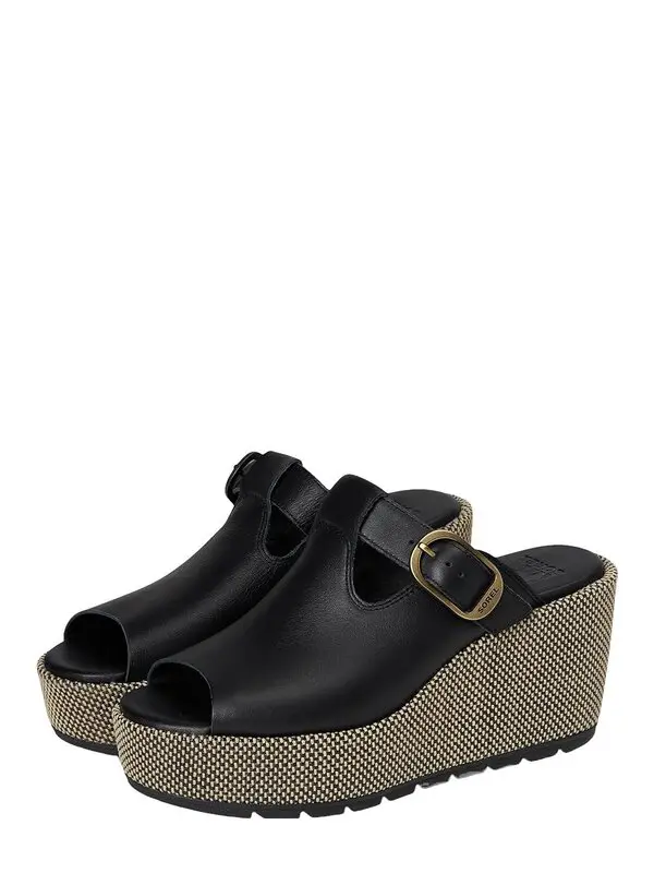 Sorel Sunpeak Wedge Slide Sandals - Black