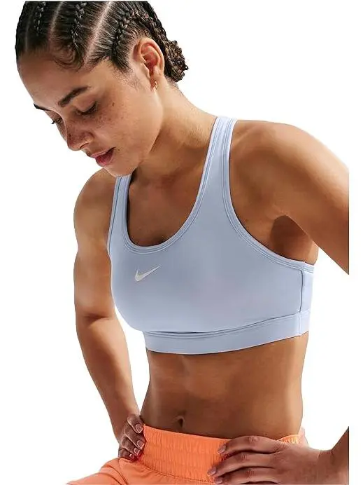 Nike Swoosh Medium Support Bra Bra /stone Mauve - Blue