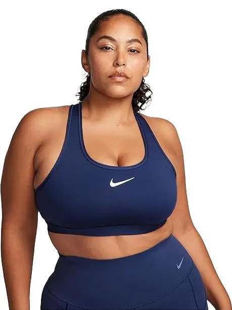 Nike Swoosh Medium Support Bra Bra /stone Mauve - Navy