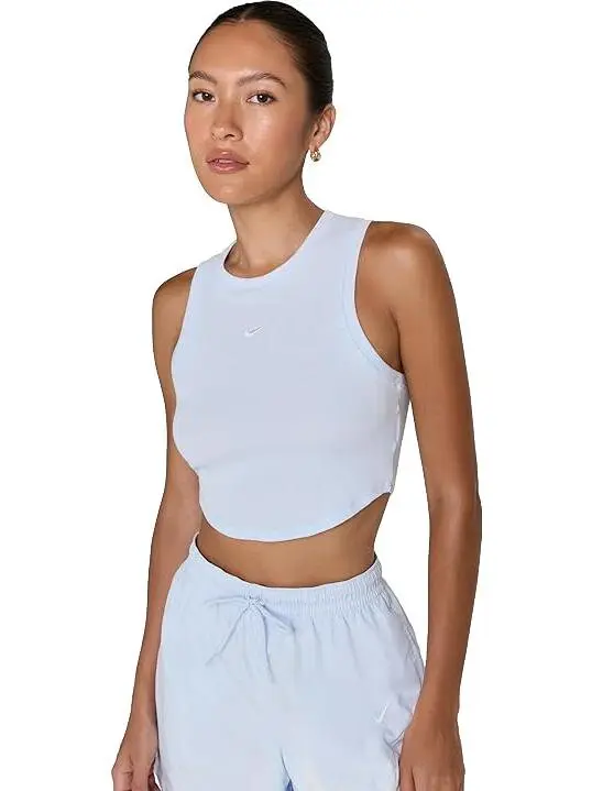 Nike Chill Knit Cropped Tank Top - Blue
