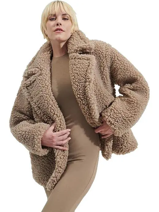UGG Gertrude Short Teddy Coat - Putty