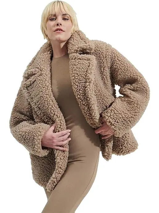 UGG Gertrude Short Teddy Coat - Taupe
