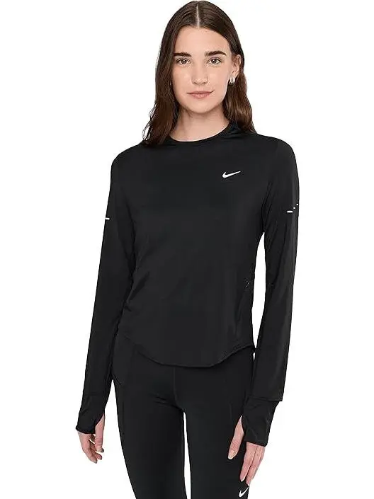 Nike Swift Dri-fit Ultraviolet Long Sleeve Crew Neck Running Top - Black