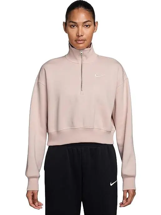 Nike Phoenix Fleece 1/4-zip Cropped Sweatshirt - Bone