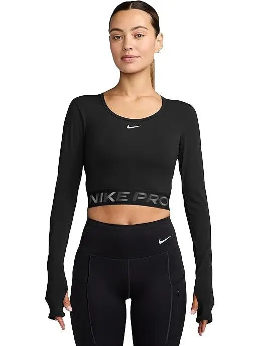 Nike Pro Dri-fit Cropped Long-sleeve Top - Black