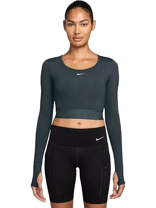 Nike Pro Dri-fit Cropped Long-sleeve Top - Green