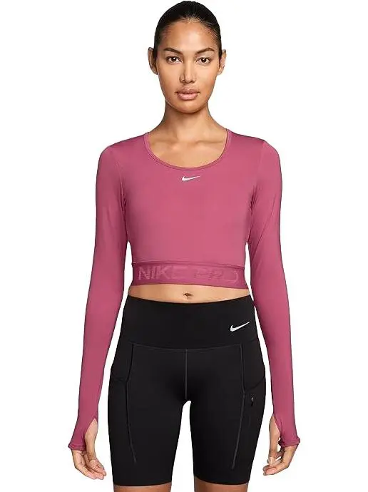 Nike Pro Dri-fit Cropped Long-sleeve Top - Pink