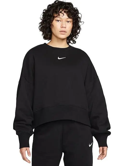 Nike Phoenix Fleece Oversized Crew Neck Sweatshirt - Black