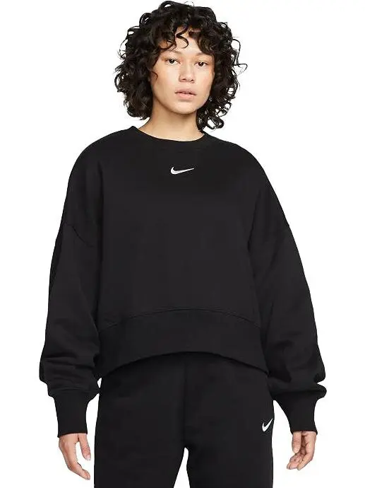 Nike Phoenix Fleece Oversized Crew Neck Sweatshirt - Black/sail