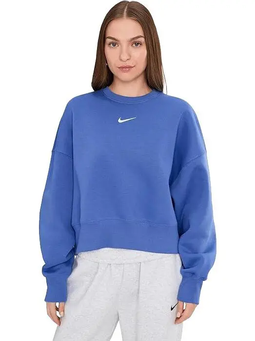 Nike Phoenix Fleece Oversized Crew Neck Sweatshirt - Blue