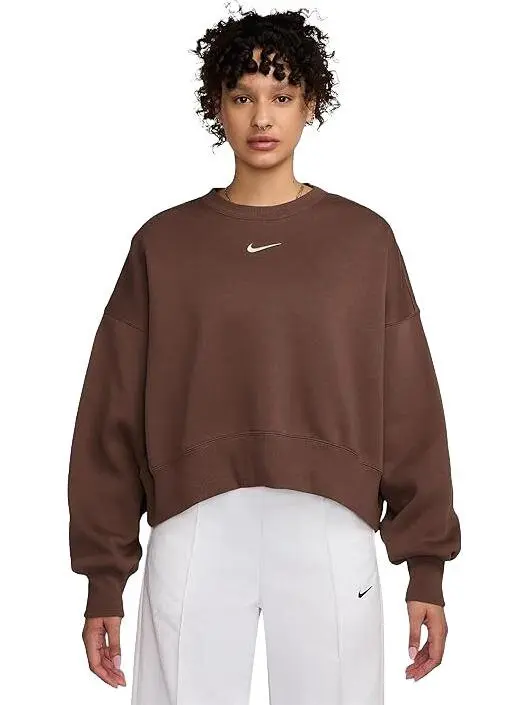 Nike Phoenix Fleece Oversized Crew Neck Sweatshirt - Brown