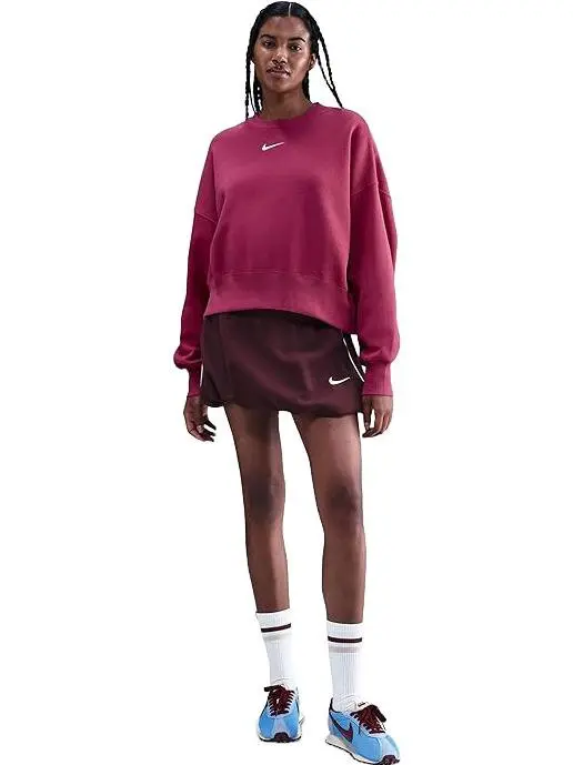 Nike Phoenix Fleece Oversized Crew Neck Sweatshirt - Burgundy
