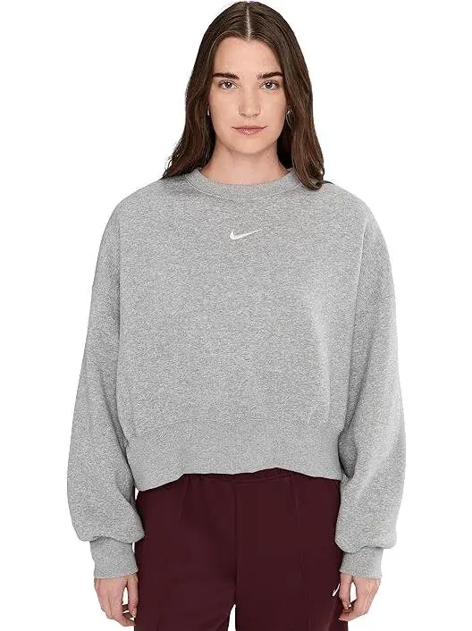 Nike Phoenix Fleece Oversized Crew Neck Sweatshirt - Gray
