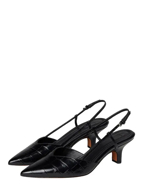 Vince Levvy Slingback Kitten Heel Shoes - Black