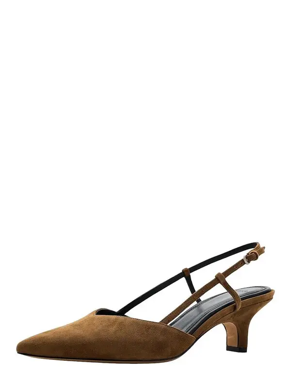 Vince Levvy Slingback Kitten Heel Shoes - Tan