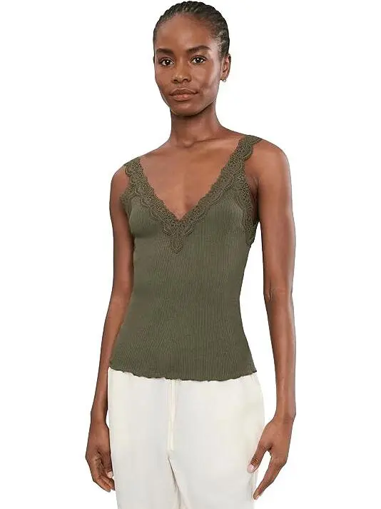 Madewell Lace Trim V-neck Tank - Navy