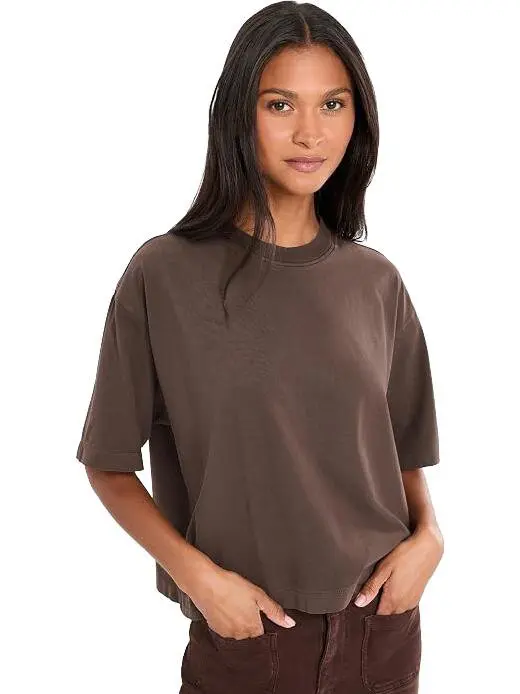 Madewell Boxy Crop T-shirt In Cotton Jersey - Brown