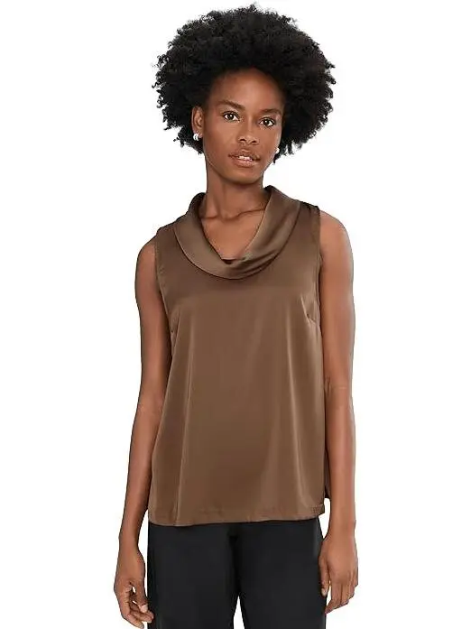 Vince Camuto Cowl Neck Sleeveless Blouse - Tan