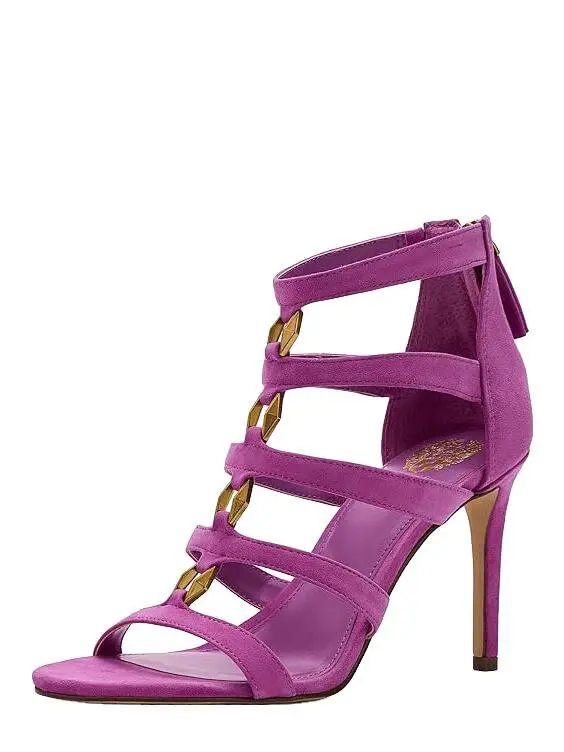 Vince Camuto Azelie Caged Stiletto Sandals With Gold Tone Hardware - Purple