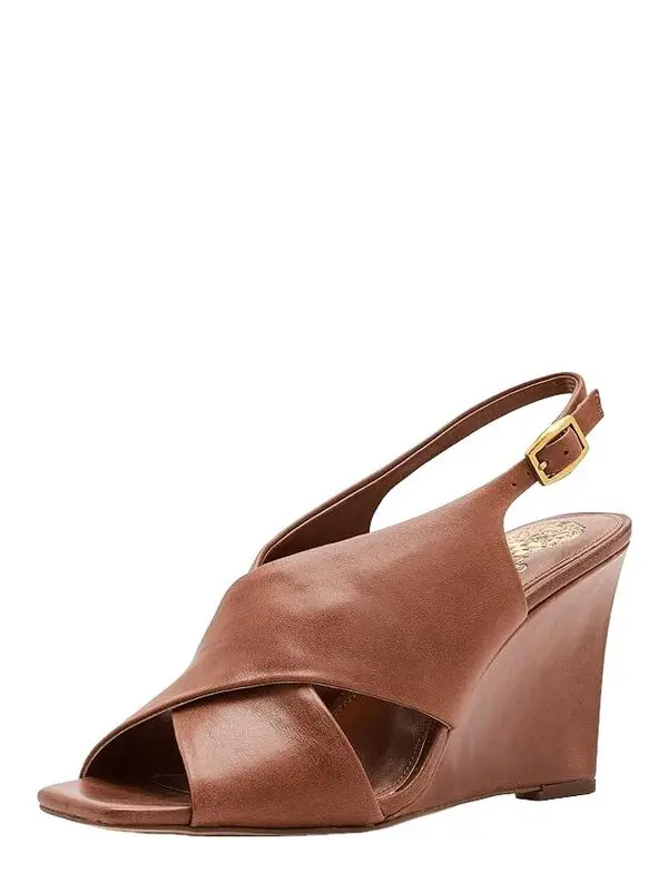 Vince Camuto Ameira Criss-cross Wedge Sandals - Brandy