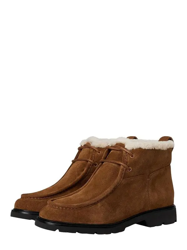 Vince Sierra Lace-up Suede Boots With Shearling Lining - Tan