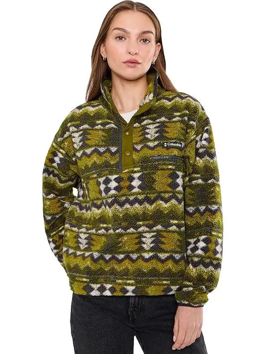 Columbia Helvetia Ii Printed Cropped Fleece 1/2 Snap Jacket - Green