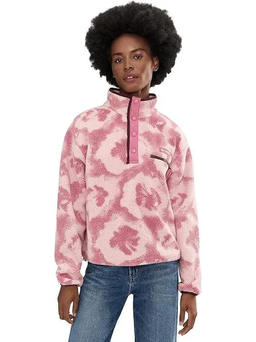 Columbia Helvetia Ii Printed Cropped Fleece 1/2 Snap Jacket - Pink